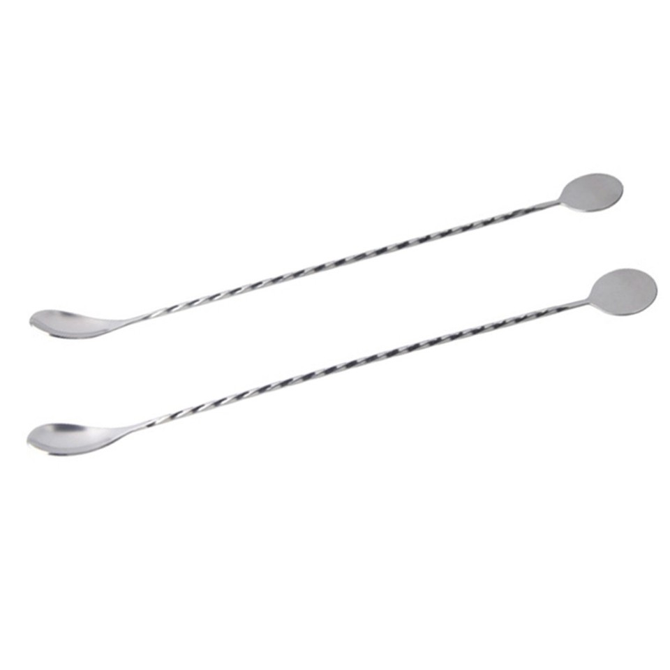 2PCS Stainless Steel Twisted Cocktail Pick Bar Spoon Bartending Tool ...