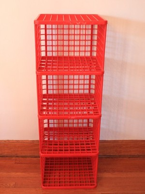 Vintage 1984 Yaffa Blocks Red Plastic Stackable Storage Bins Crate ...