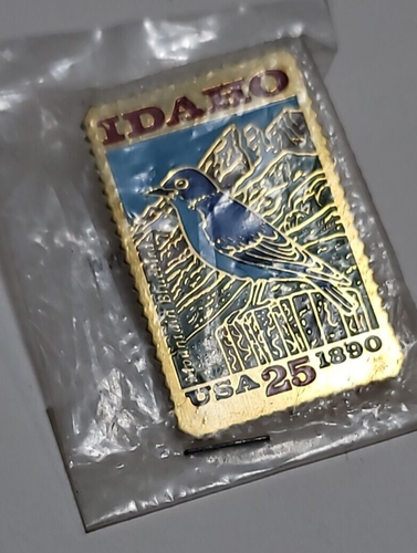 VTG USPS Idaho Postage Stamp Lapel Badge Pin 25¢ 1890-1990 Blue Bird ...
