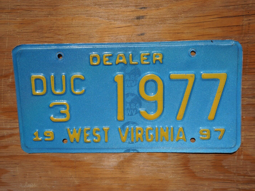 1997 West Virginia DEALER License Plate # 1977 | eBay
