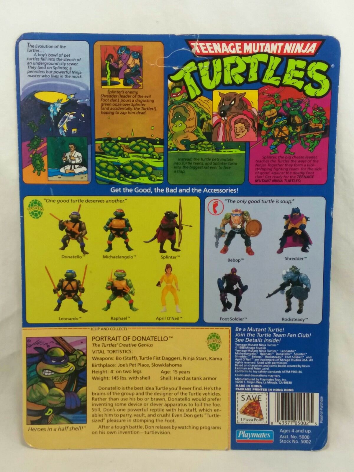 Vintage Teenage Mutant Ninja Turtles TMNT DONATELLO 10 Back Card ...