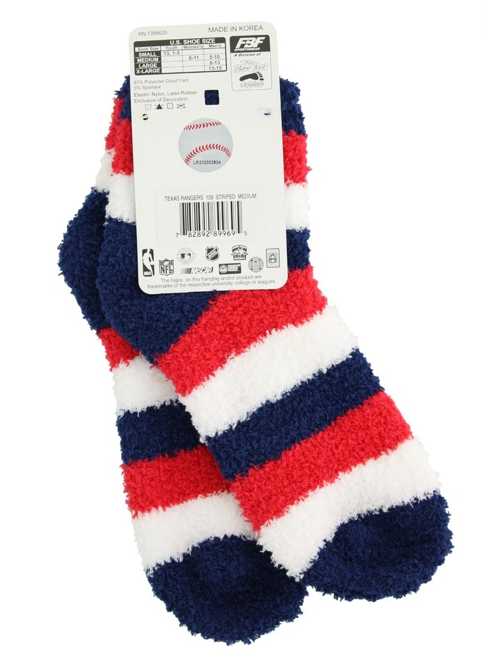 Texas Rangers Unisex Fuzzy Socks, MLB, Striped, Embroidered Team Logo ...