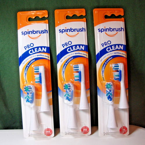 6- Spinbrush Pro Clean Medium 3 Replacement Packs Brush Heads | eBay