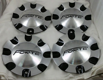 Forte Wheels Silver / Black Custom Wheel Center Cap Caps Set 4 (1) # C ...