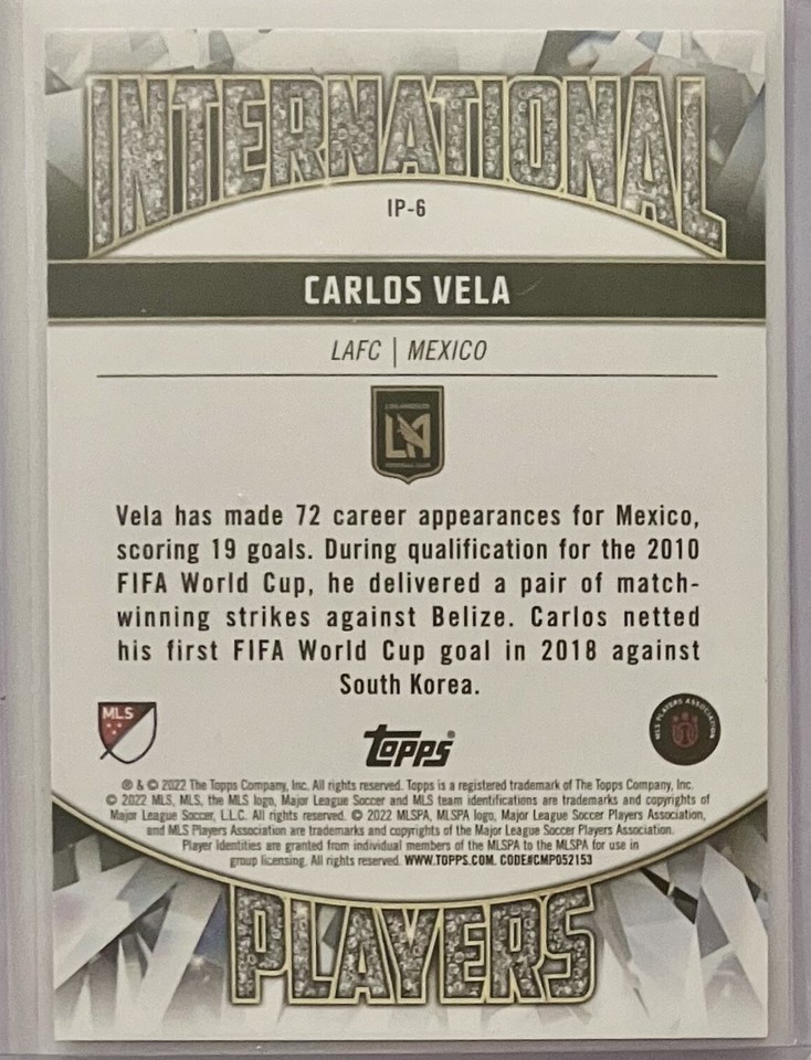 2022 Topps MLS International Players CARLOS VELA Insert # IP-6 LAFC ...