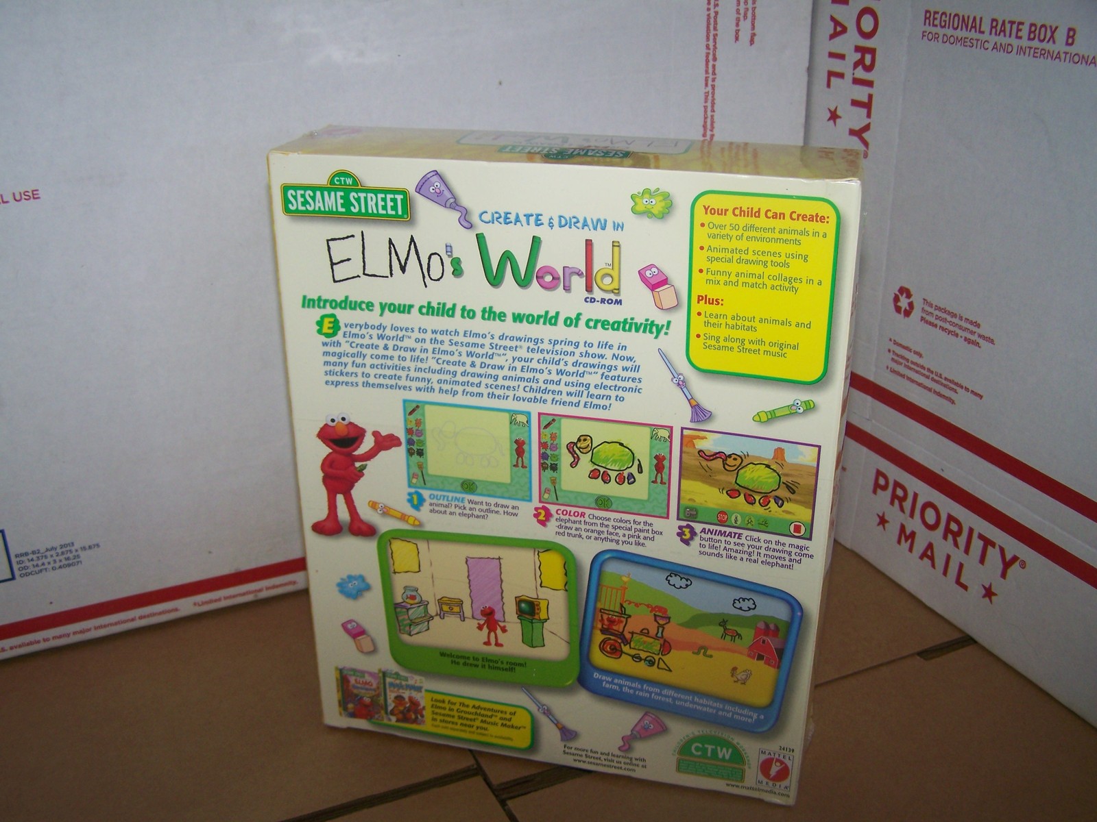 SESAME STREET ELMO'S WORLD CREATE DRAW PC CD ROM NEW IN BOX ...