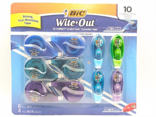 BIC Wite-Out Correction Tape Variety Pack 6 EZ Correct and 4 Mini Twist ...