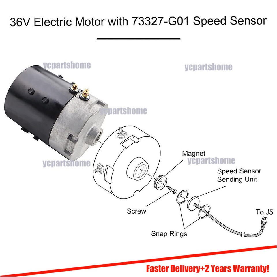 36V Electric Motor 73445-G02 DE2-4007 For 1995-2010 E-Z-GO TXT Golf ...
