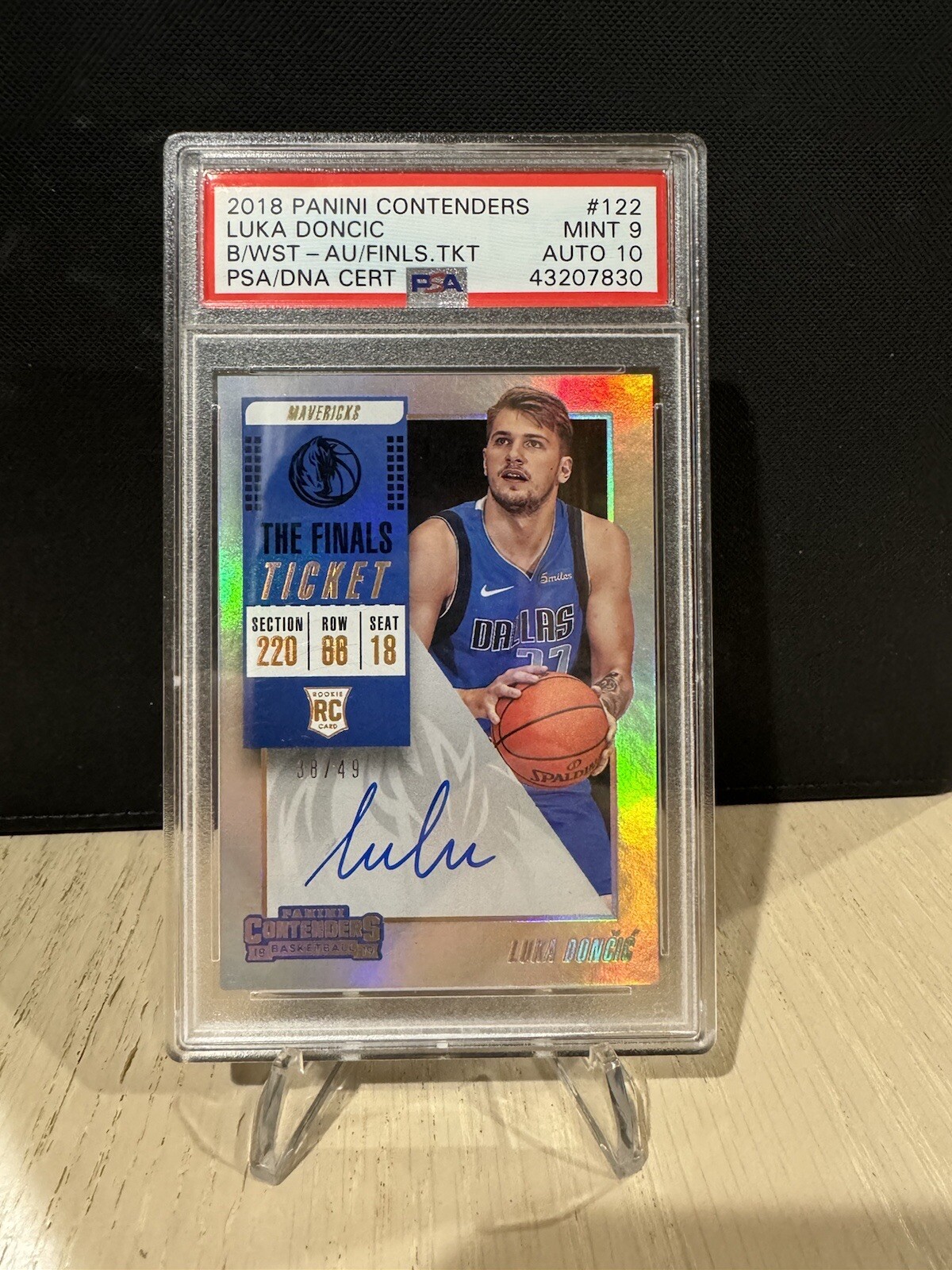 2018 Luka Doncic ROOKIE Panini Contenders AUTO#122 /49 PSA 9 Auto 10 ...