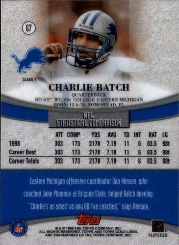 1999 Topps Gold Label - Class 1 #67 Charlie Batch for sale online | eBay