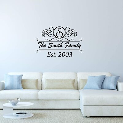 Custom Family Name Wall Decal Personalized Monogram Wall Sticker VWAQ ...