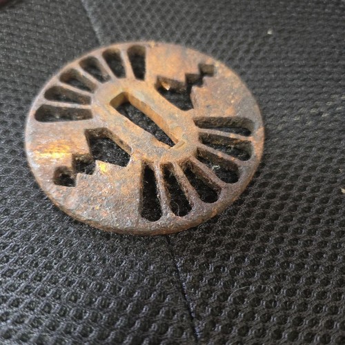 Rusty Metal Tsuba Circular Cutout Design for Samurai Sword, Used | eBay