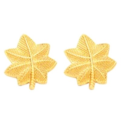 Major LCDR Oak Leaf Pin Set Rank Insignia Police Military Gold Plated ...