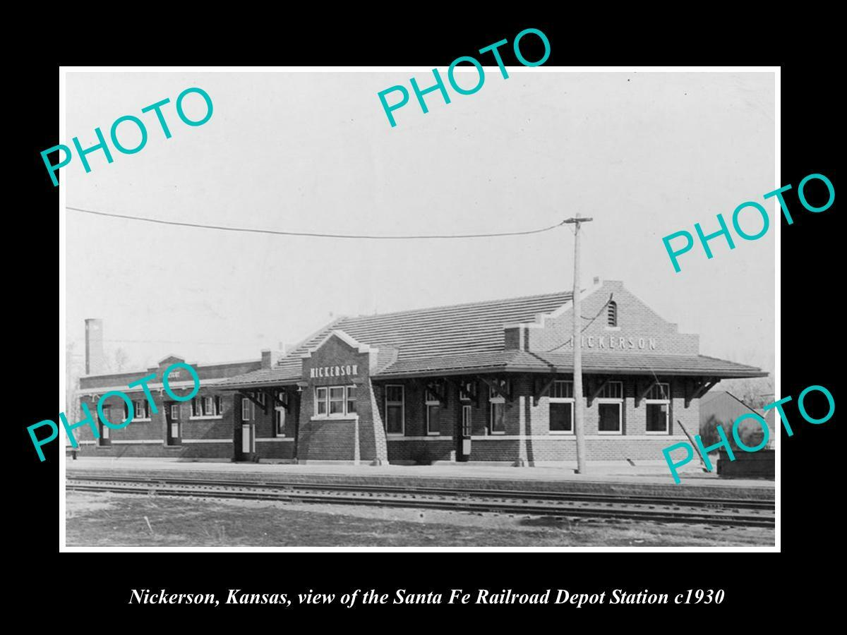 OLD 8x6 HISTORIC PHOTO OF NICKERSON KANSAS THE SANTA FE RAILROAD DEPOT ...