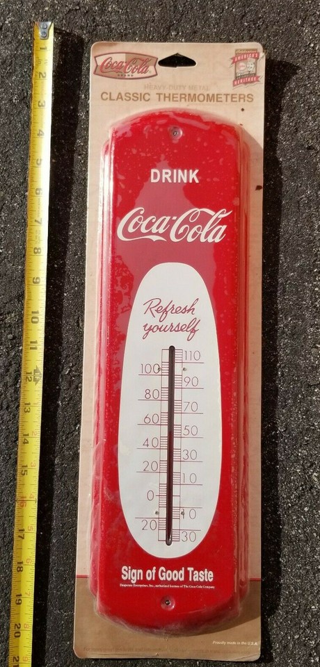 VINTAGE Drink Coca Cola Bottle Refresh Yourself Gas Station Thermometer ...