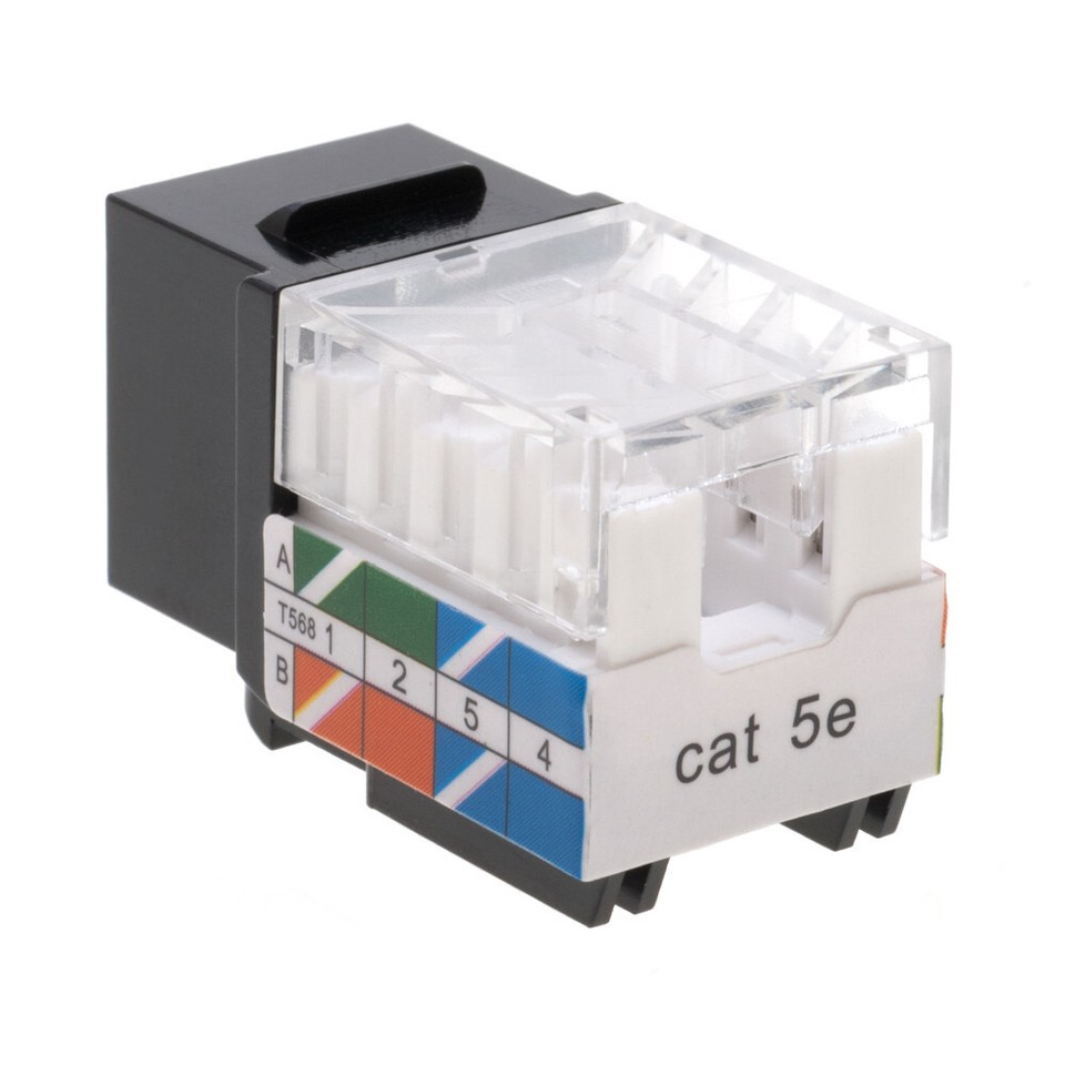5 pack Cat5e 45° Angled Keystone Jack Network 110 Punchdown 8P8C Cat5 ...