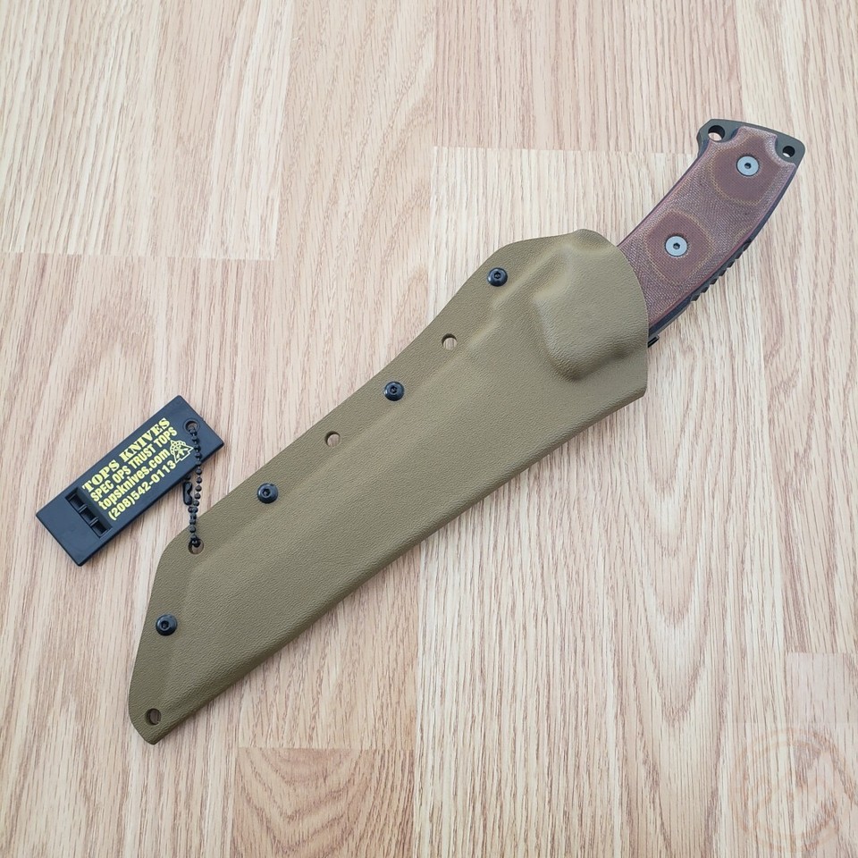 TOPS Eagle Fixed Knife 7.63" Sawback 1095HC Steel Tanto Blade Tan ...