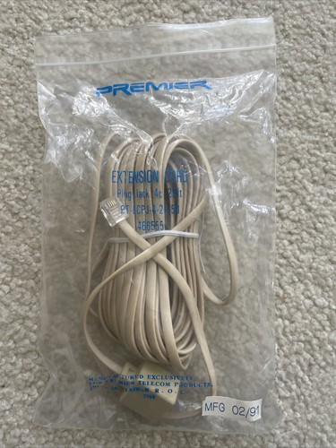 Vintage (‘91) Premier Telecom Extension Cord PT-ECPJ-4-25-50, 25FT ...