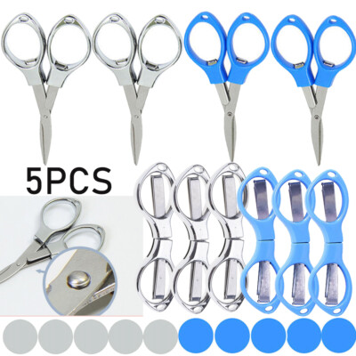 5x Mini Folding Scissors Travel Pocket Metal Small Foldable Multi User ...
