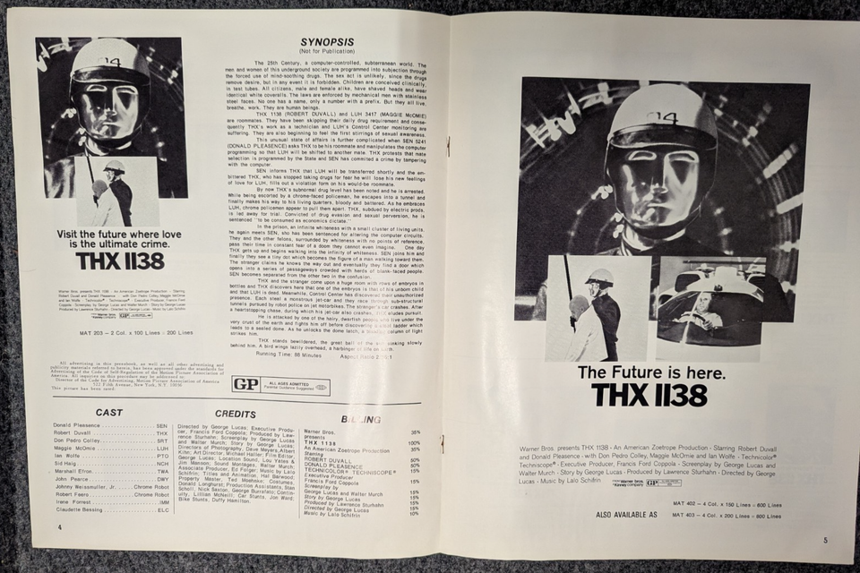 THX 1138 (pre-Star Wars George Lucas!), 1971, PressBook, original | eBay