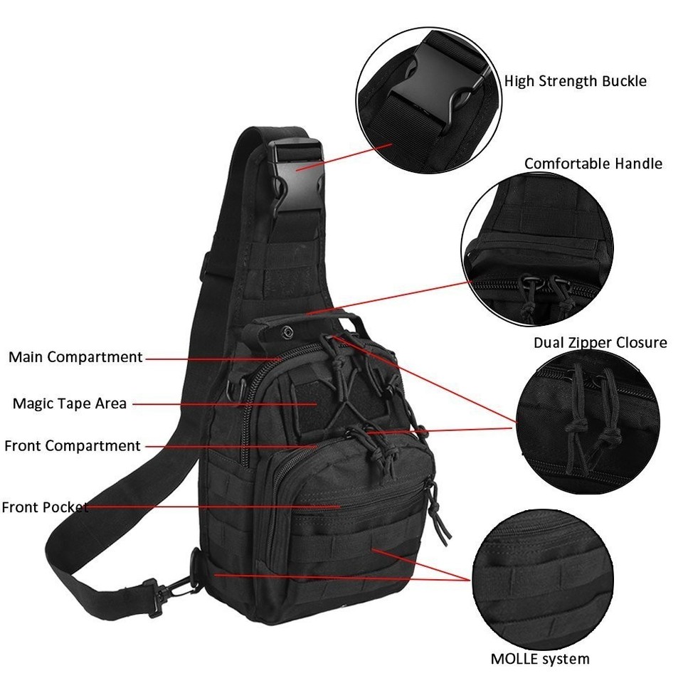 Tactical Shoulder Bag,1000D Outdoor Military Molle Sling Backpack Sport ...
