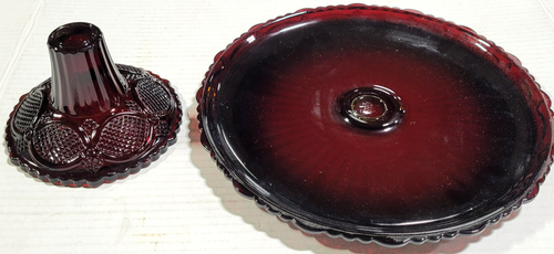 AVON - 1876 Cape Cod Collection Ruby Red - Pedestal Footed Cake Stand ...