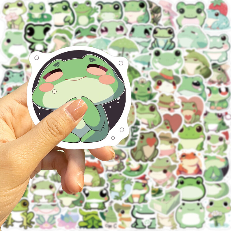 100 Sheets Cute Animal Frog Cartoon Stickers Decals Laptop Notebook ...