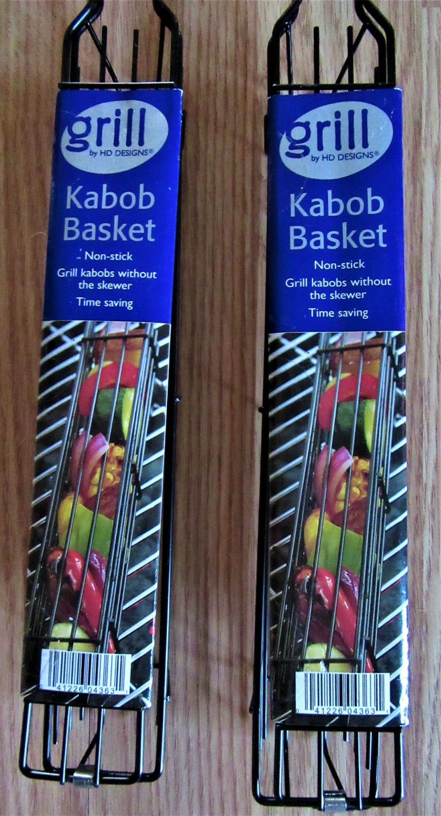 KABOB BASKETS 19" LONG SET / 2 BASKETS 10 1/2" LONG NON-STICK BRAND NEW ...
