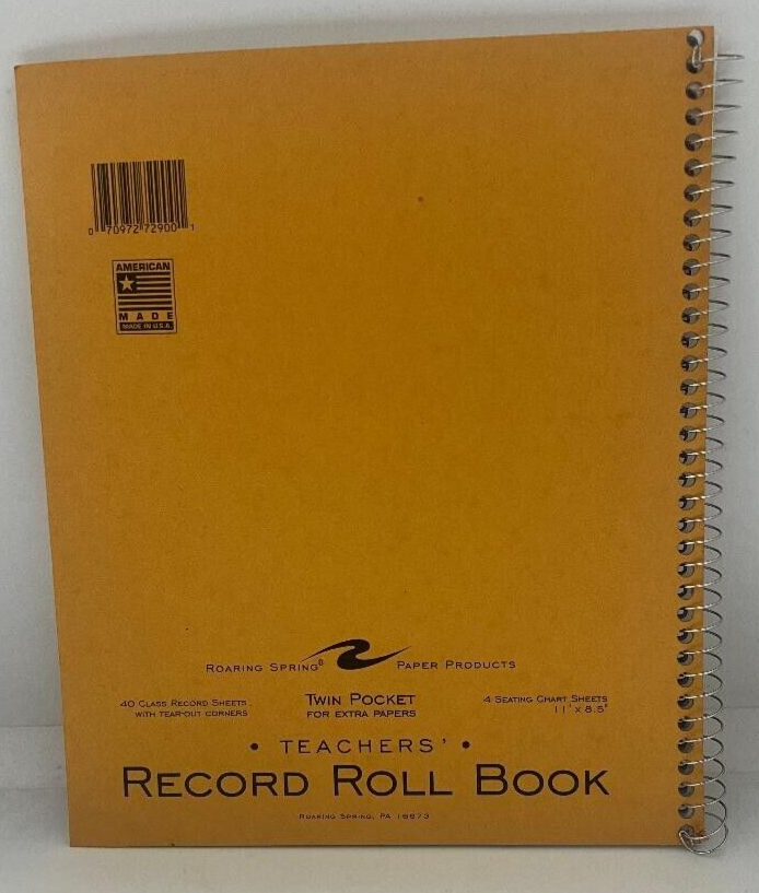 Roaring Spring Paper Products Teacher's Record Roll Books, 8.5" x 11 ...