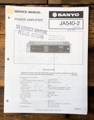 Sanyo JA540-2 JA-540-2 Amplifier Service Manual *Original* | eBay