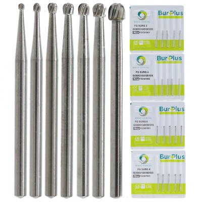 WAVE Dental Surgical Round Burs 2 4 6 8 FG SURG Long 25mm Carbide Bur ...
