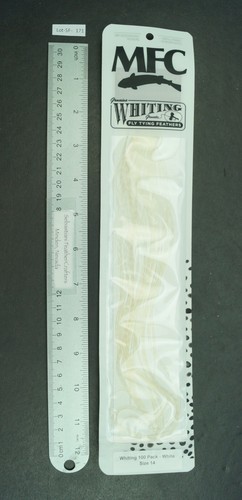 Whiting 100s Natural White/Cream Size 14 Dry Fly Rooster Hackle Pack ...