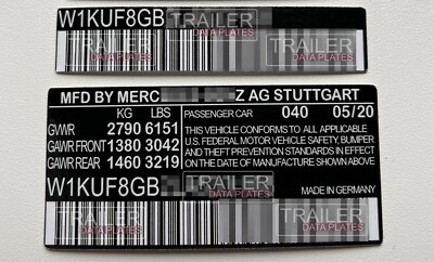 Mercedes-Benz VIN Door Jamb Data Decal Permanent Sticker ID Tag Custom ...