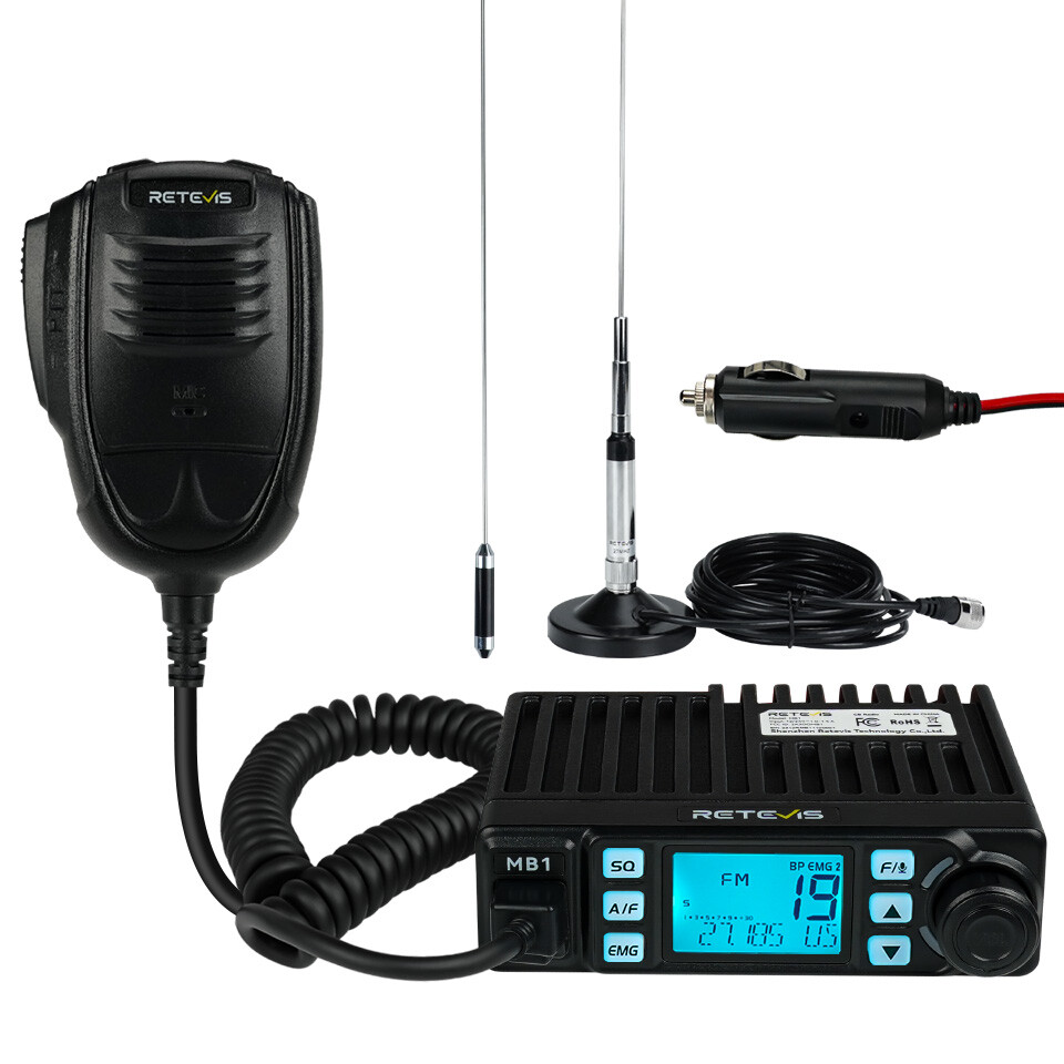 Retevis MB1/MB2 CB Radio Dual-Mode AM/FM,12V/24,4 W,40Channel +Antenna ...