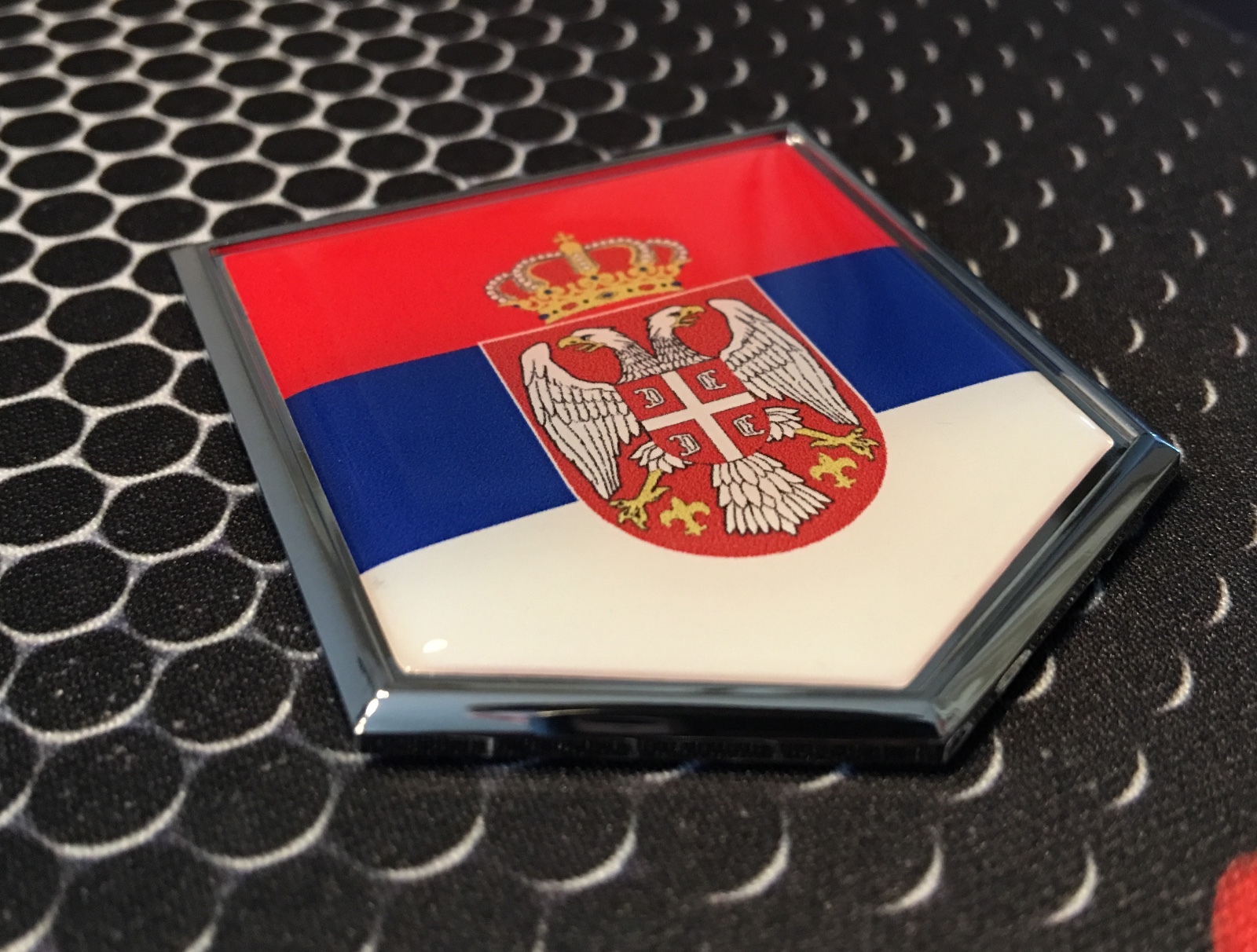 Serbia Flag Domed CHROME Emblem Proud SRBIJA Flag Car 3D Sticker 2"x 2. ...