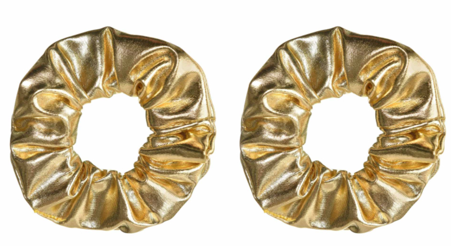 # 2Pk Gold Metallic Hair Scrunchies 80s Costume Accessory | eBay Australia
