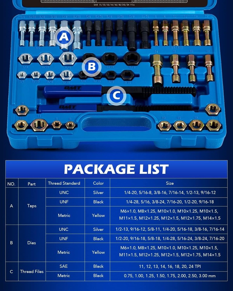 Orion Motor Tech 48 Piece Thread Chaser Set, Metric and SAE | eBay