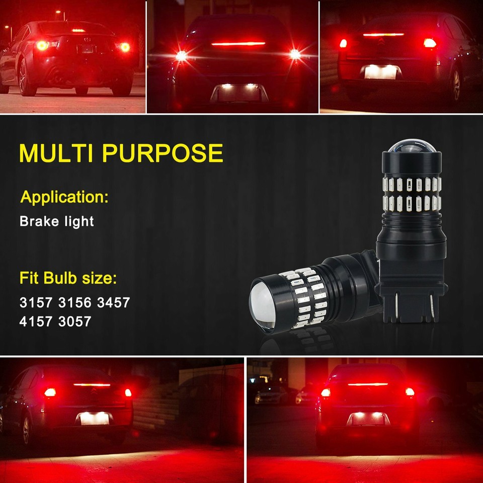 2x 3157 3156 Red 48-SMD LED Bulb For Tail Brake Stop Signal Safety ...