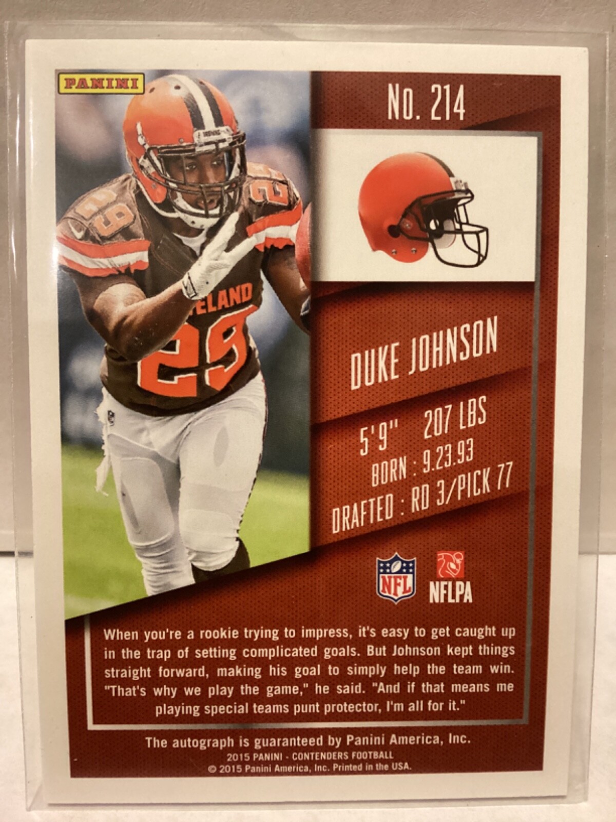 2015 Panini Contenders - Rookie Ticket RPS Team Logo #214 Duke Johnson ...