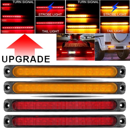 4x LED Tail Lights Stop Flowing Turn Signal Reverse Slim Strip Truck ...