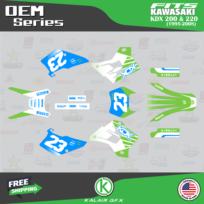 Graphics Kit for KAWASAKI KDX 220 200 1995-2008 OEM-Cyan | eBay