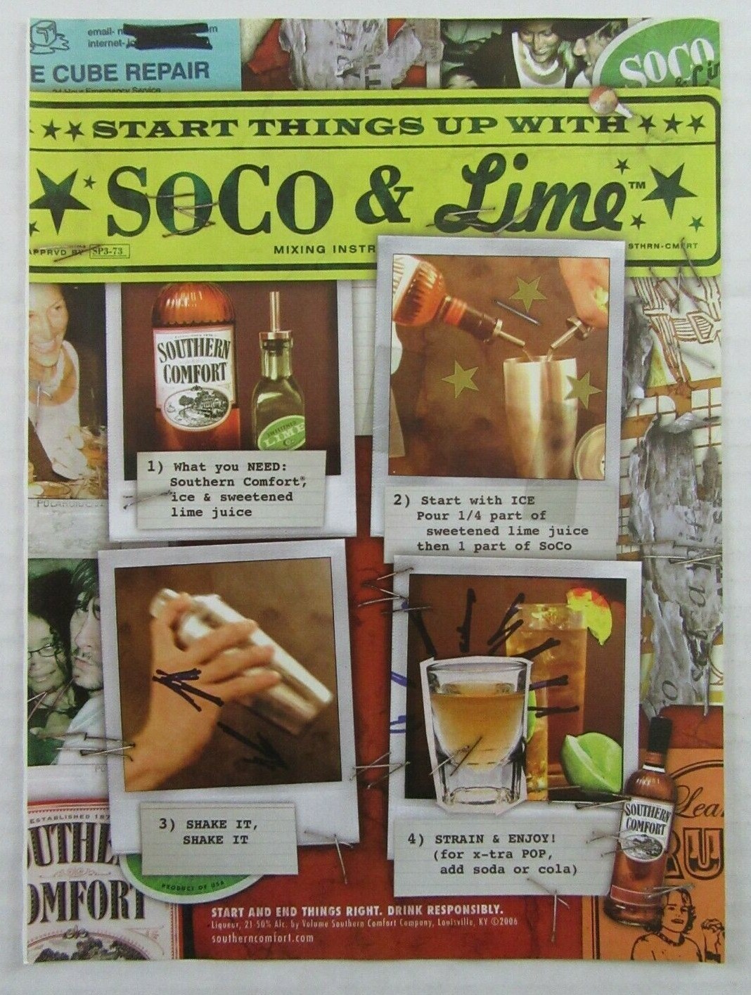 2006 SOUTHERN COMFORT SoCo & Lime Drink Recipe Mixing Instructions ...