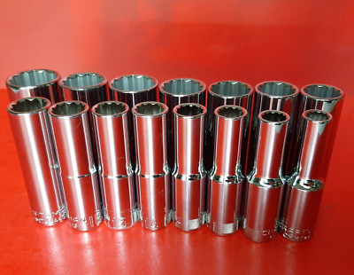NEW CRAFTSMAN TOOLS 15 Piece Deep 1/2" Drive METRIC 12 Point Socket set ...