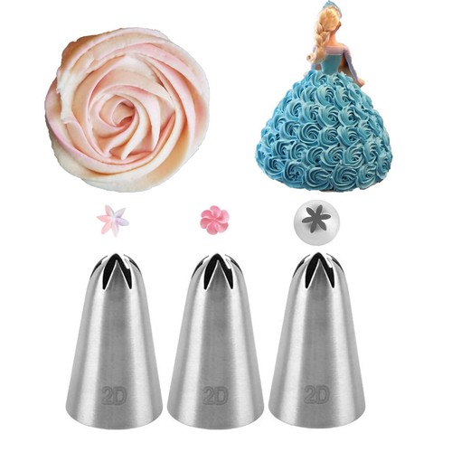 2D Icing Tip Set 3PCS Large Drop Flower and Open Star Piping Tips for ...