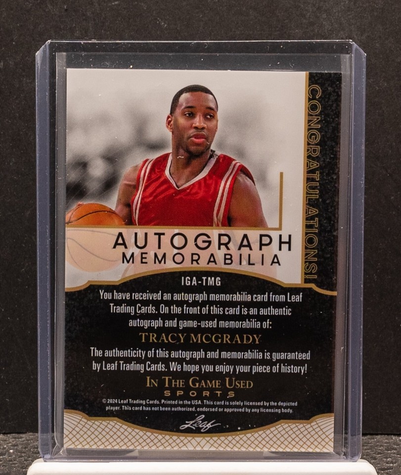 Tracy McGrady 2024 Leaf in The Game Used Jersey Relic Autograph Auto ...