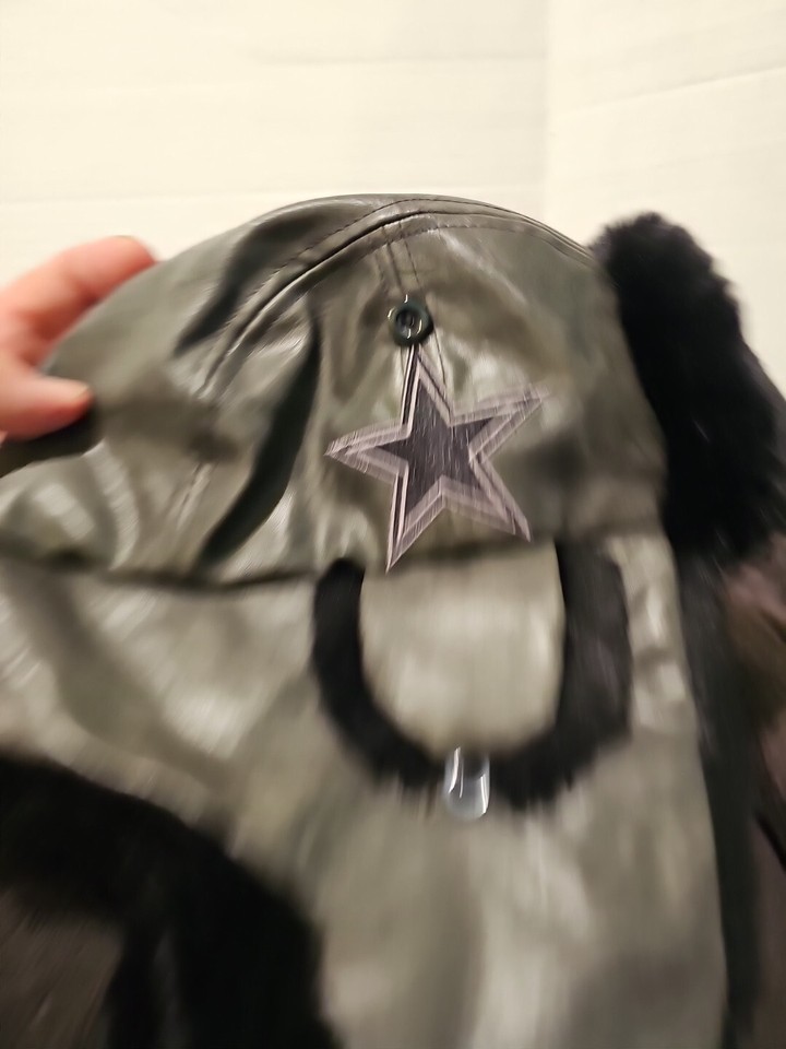 Dallas Cowboys New Era Black Label NFL Faux Leather Lined Trapper ...