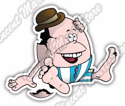 Humpty Dumpty Sat On Wall Cracked Egg Gift Car Bumper Vinyl Sticker ...