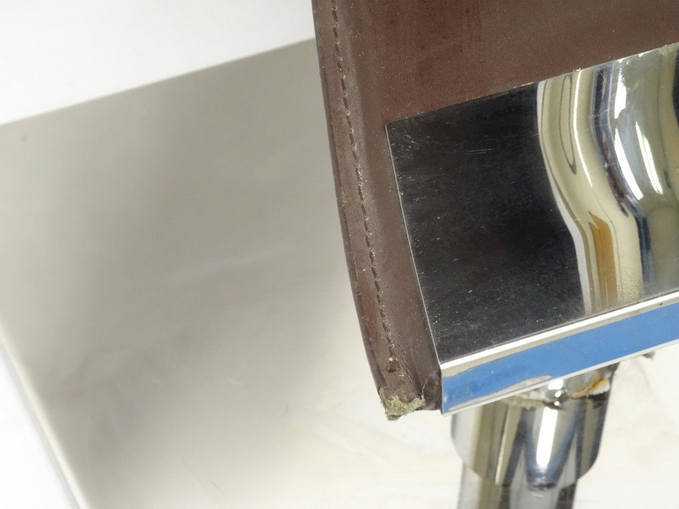 2x CHIC HIGH FASHION MODERN CHROME & HAND STITCHED ITALIAN LEATHER BAR ...