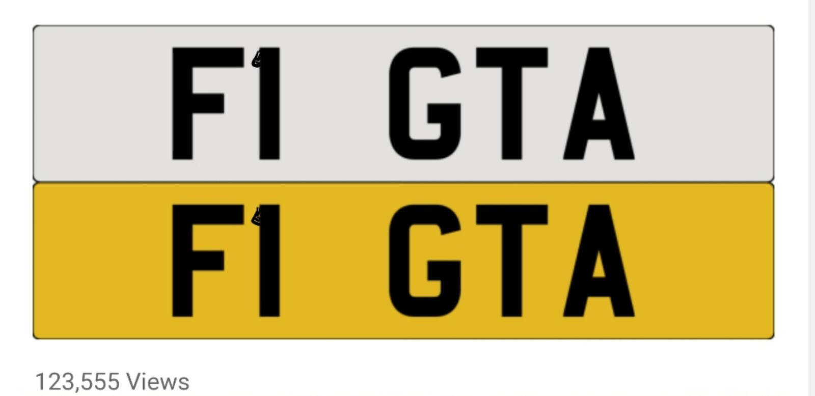 F1 GTA Number Plate Registration Private R1 GTR 911 456 GTB GTC GTD GTI ...