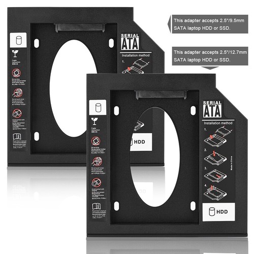 2.5 HDD SSD Enclosure Hard Disk Drive Bay Caddy Optical DVD Adapter Fo ...